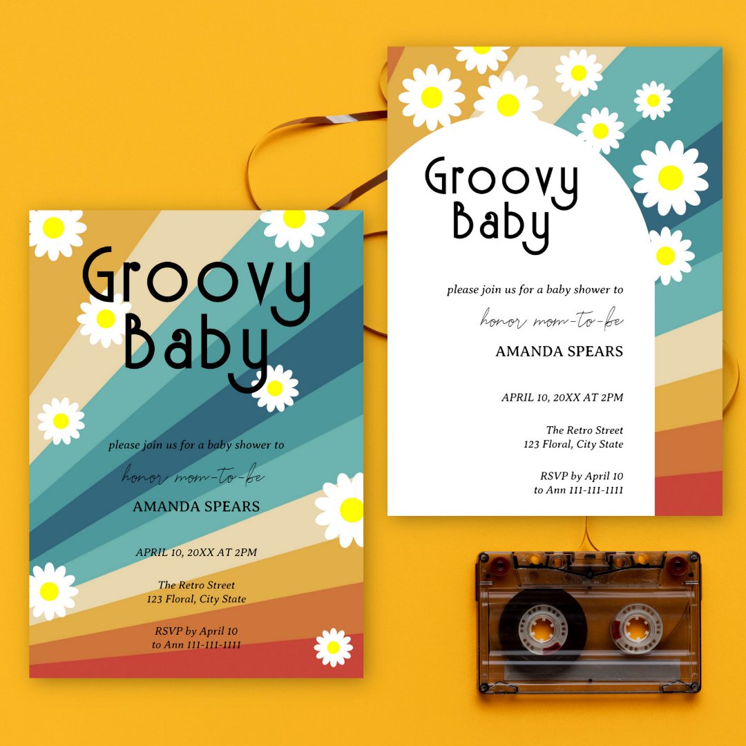 Retro Groovy - Baby Trivia | Baby Shower Game | Zazzle