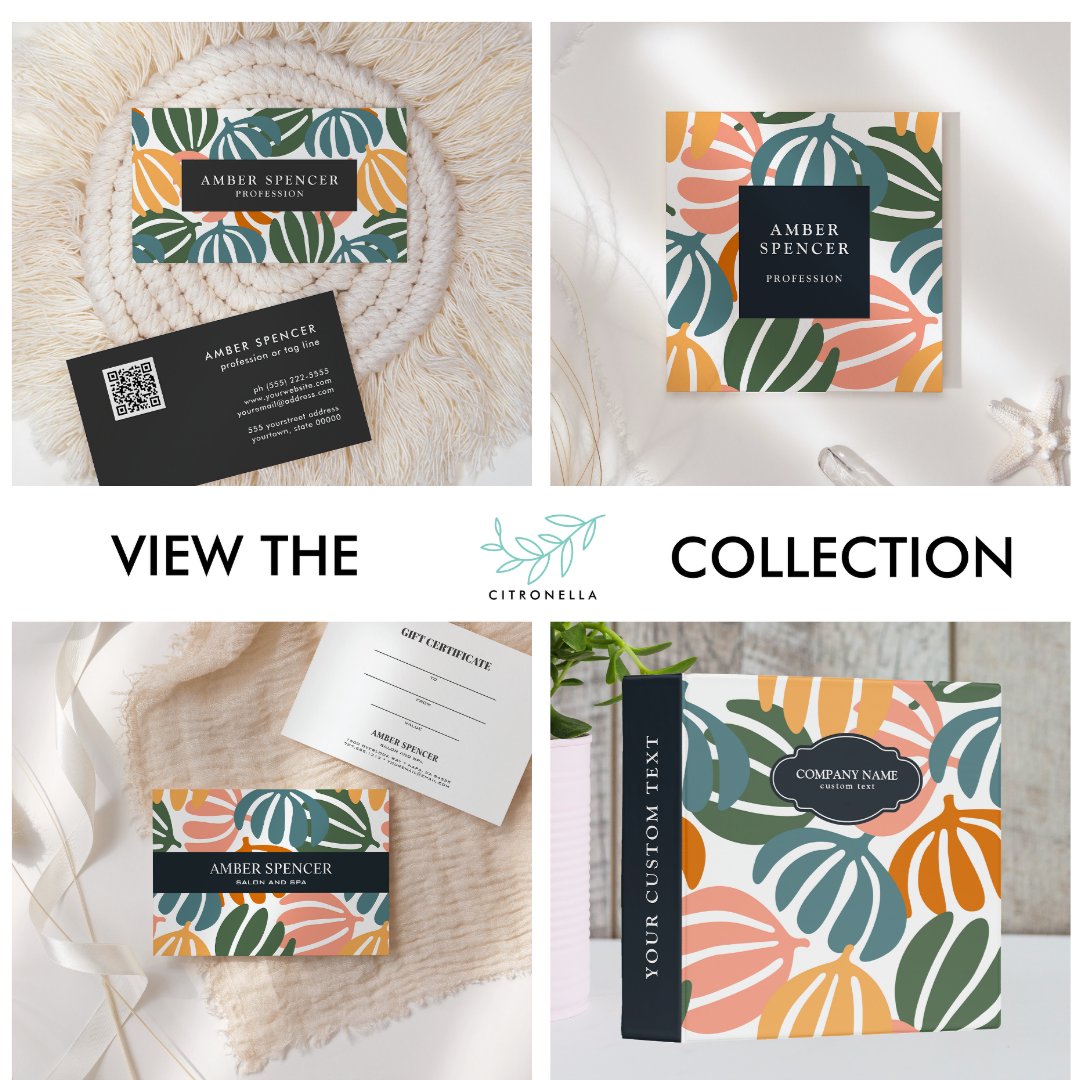 COLORFUL RETRO LEAVES GROOVY BOTANICAL CUTE NOTE CARD | Zazzle