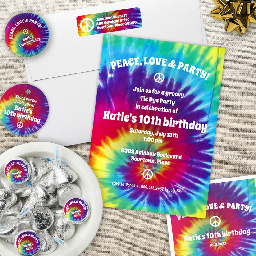 Groovy Rainbow Tie-Dye Hippie Event Poster | Zazzle