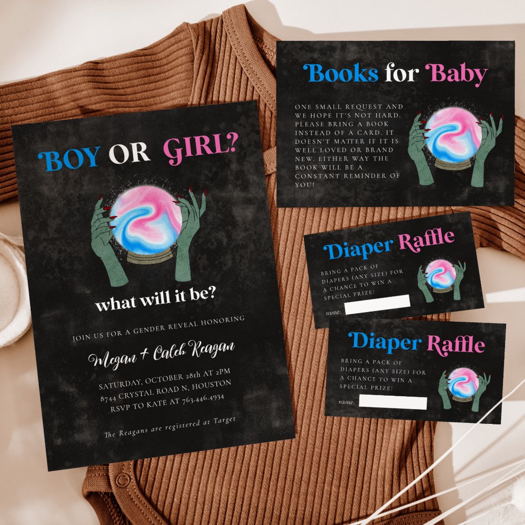 Halloween Gender Reveal Diaper Raffle Ticket Enclosure Card | Zazzle