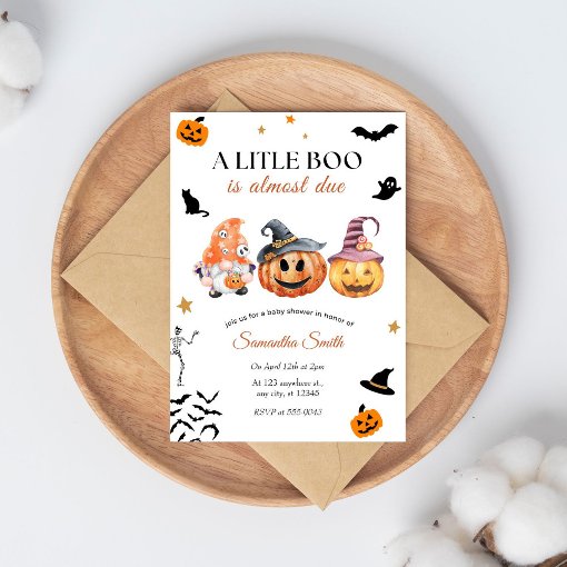 Halloween Pumpkin Little Boo Baby Shower Invitation | Zazzle