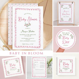 Vintage Red Floral Baby In Bloom Girl Baby Shower Invitation | Zazzle