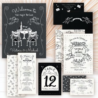 Hand Drawn Doodle Cherub Cupid Crest Wedding Invitation | Zazzle