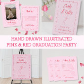 Hand Drawn Pink & Red Photo Graduation Party Invitation | Zazzle