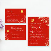 Red elegant floral Chinese wedding tea ceremony Invitation | Zazzle