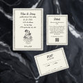 Hand Drawn Retro Sketch French Wedding Details QR Enclosure Card | Zazzle