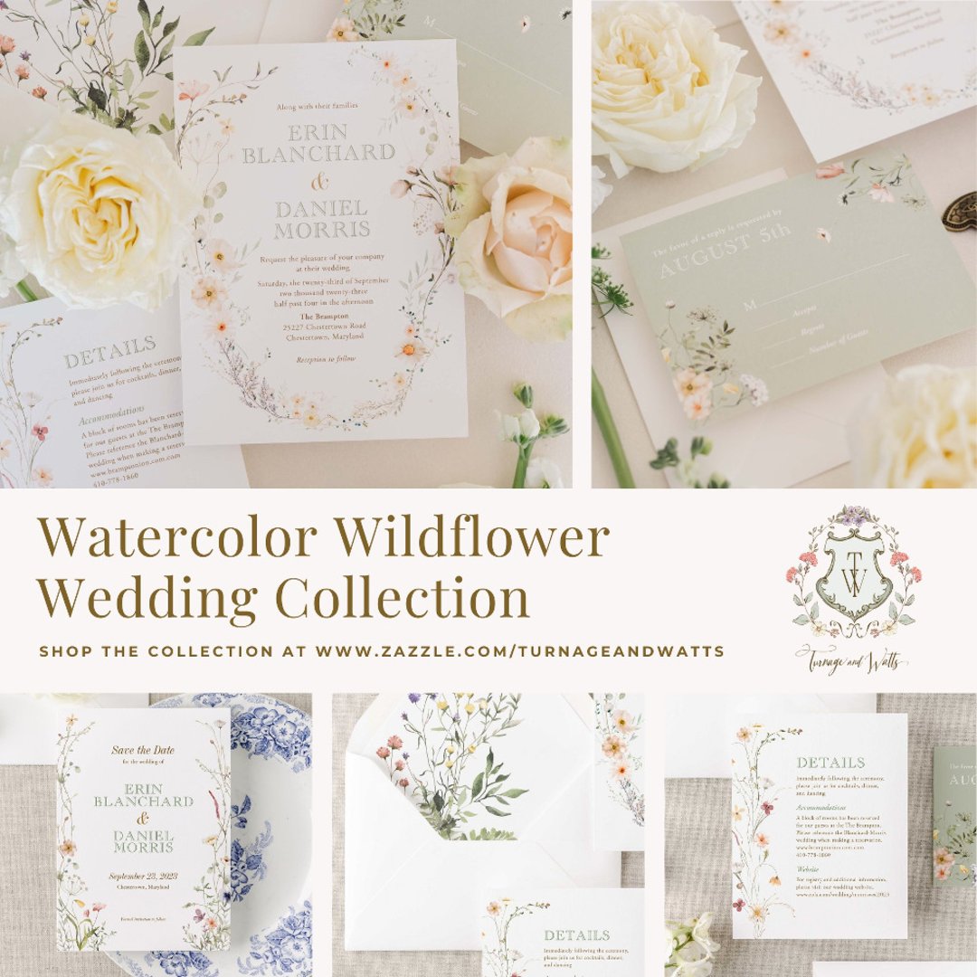 Watercolor Wildﬂower Wedding Envelope Liner | Zazzle