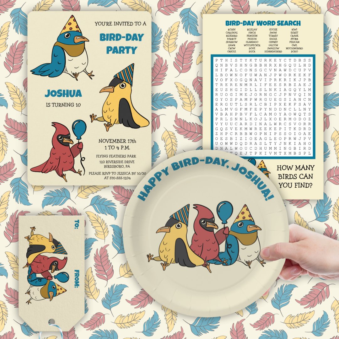 Happy Bird Day Cartoon Birds Themed Birthday Invitation | Zazzle