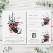 Rustic Harbor Yacht Sailboat Watercolor Wedding Thank You Card | Zazzle