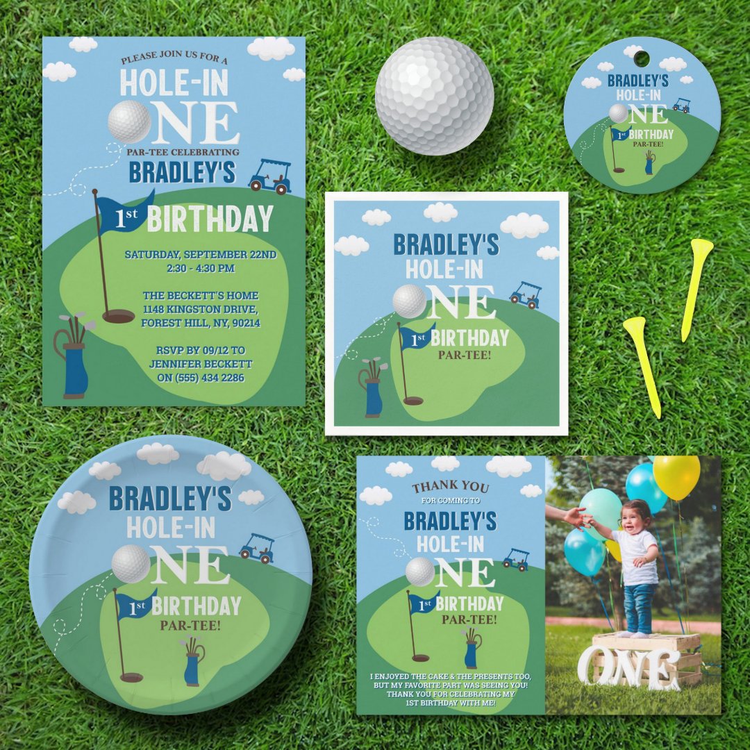 Hole In One Golf 1st Birthday Invitation | Zazzle