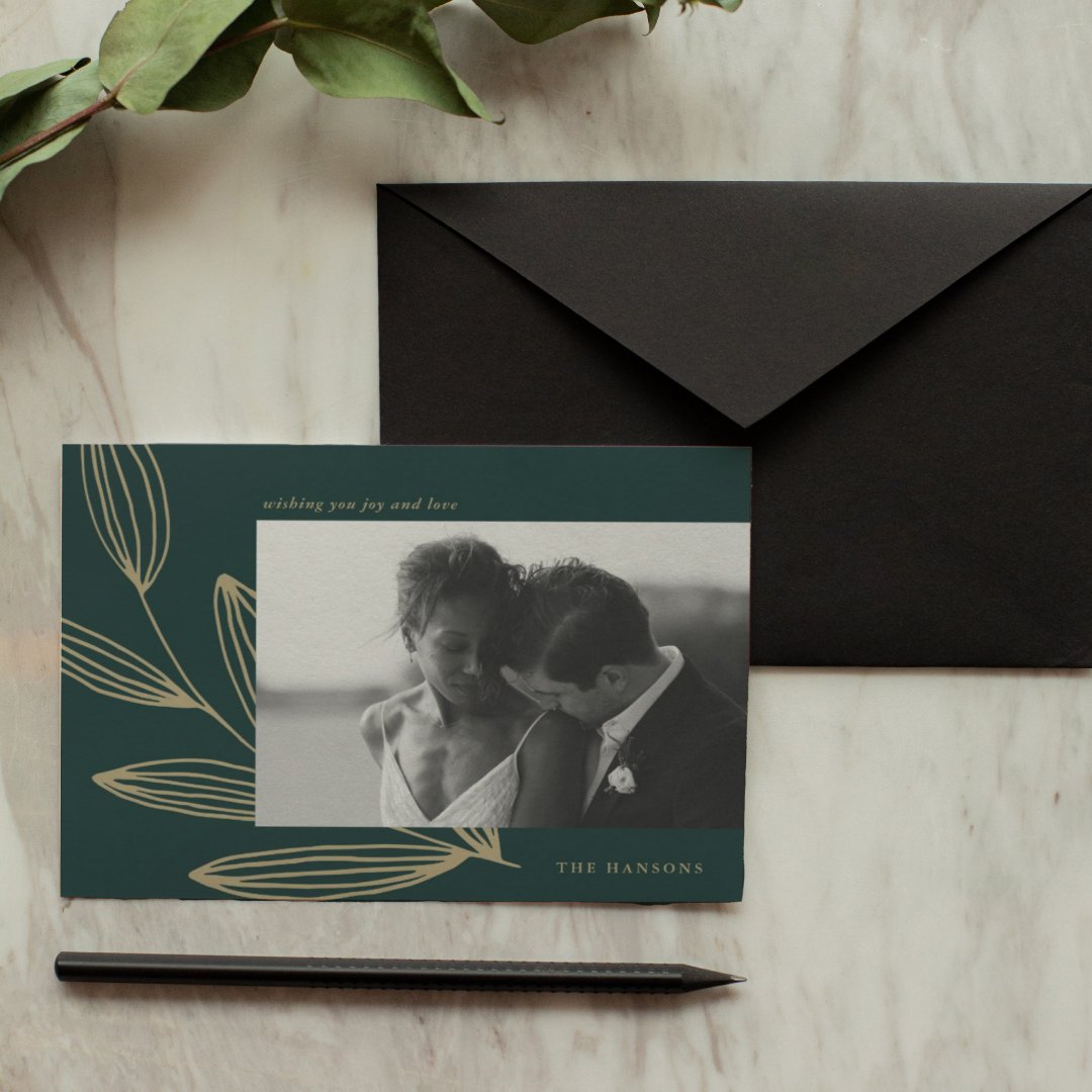 Chic Modern Botanical Sprout Tan Cream and White Note Card | Zazzle