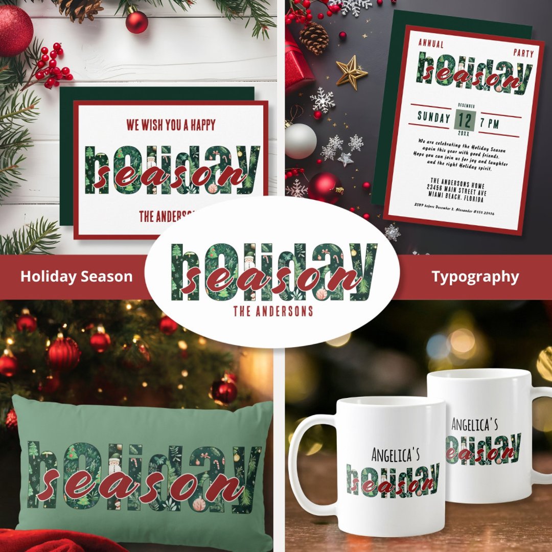 Custom Holiday Season Typography Sticker | Zazzle