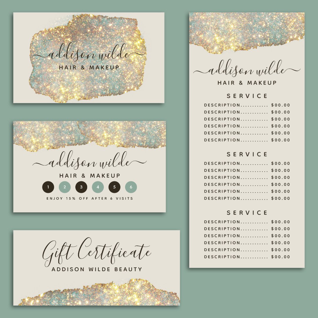 Holographic Signature Script Modern Glam Glitter Business Card | Zazzle