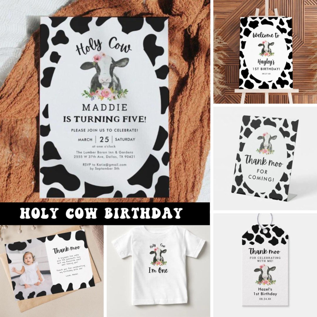 Holy Cow I'm One Cow Girl 1st Birthday Invitation | Zazzle