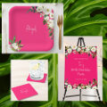 Simple Hot Pink Personalized Script Cocktail Napkins | Zazzle
