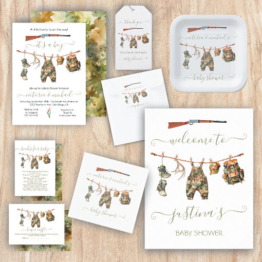 Hunting Camo Boy Baby Shower Invitation | Zazzle