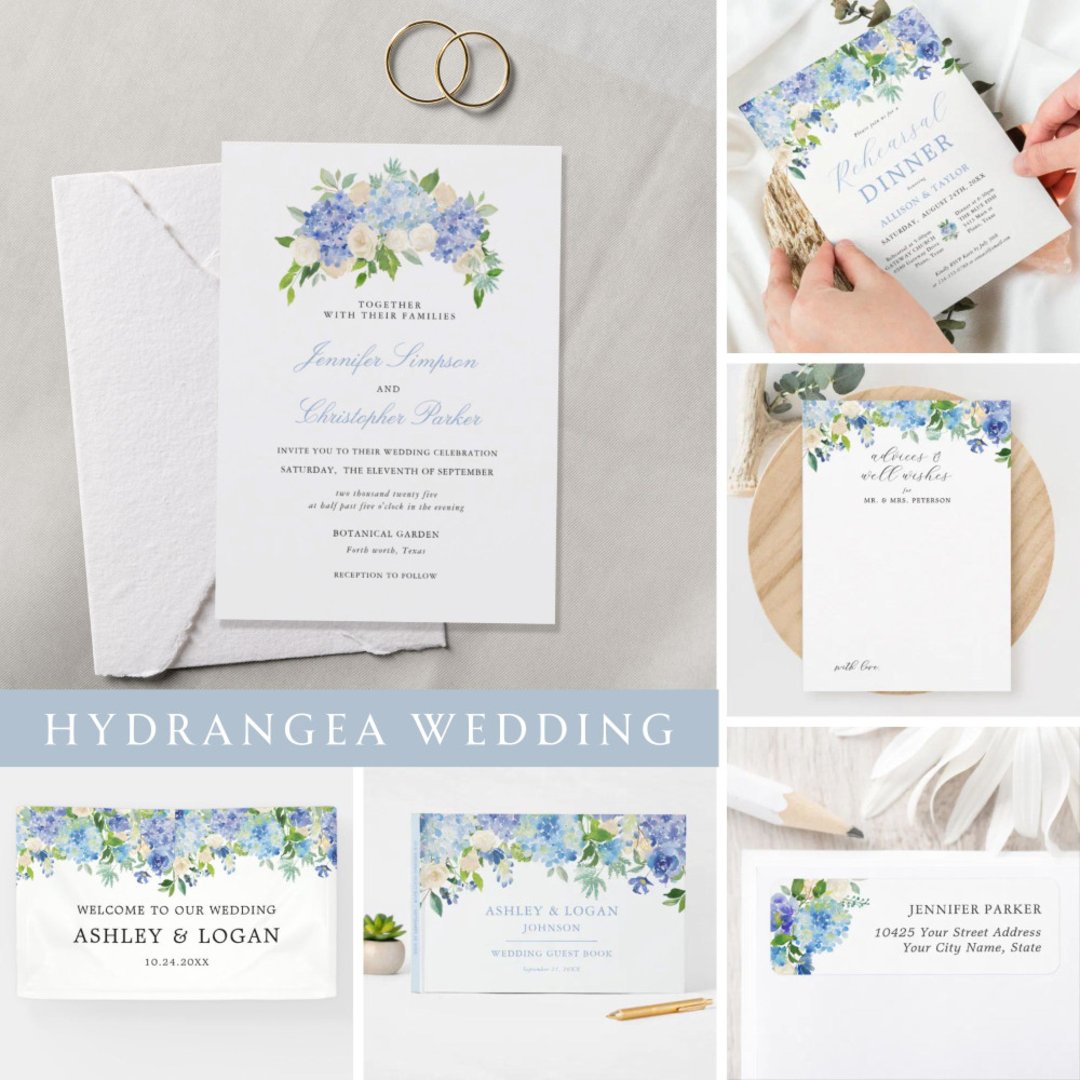 Hydrangea Watercolor Floral Wedding Welcome Banner | Zazzle