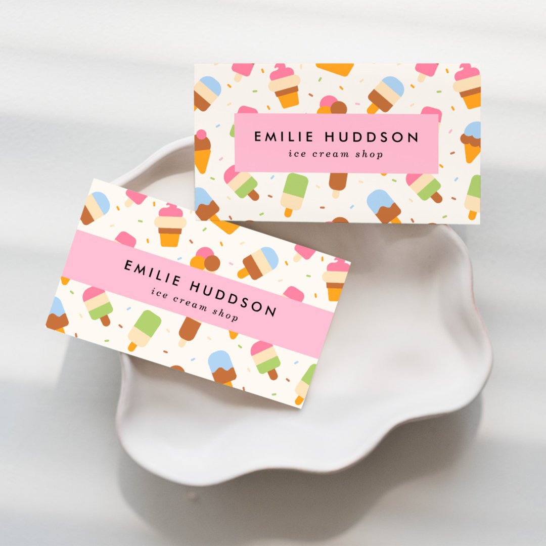 Ice Cream Pattern, Ice Cream Shop, Ice Cream Parlo Business Card | Zazzle