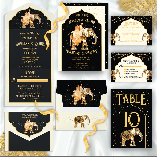 Indian Bride Groom Elephant Wedding Invitation | Zazzle