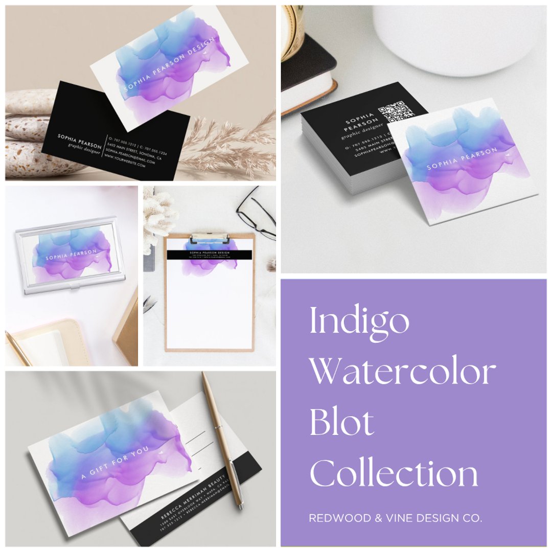 Modern indigo Watercolor Logo Letterhead | Zazzle