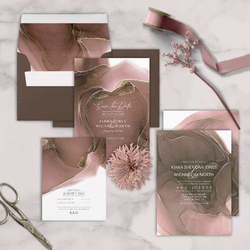 Ink Flow Wedding Details Taupe ID762 Enclosure Card | Zazzle
