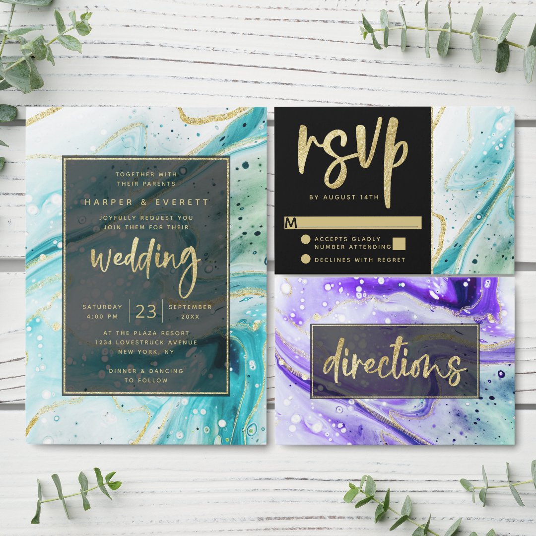 Inky Splash Blue Marble Gold Photo Booth Backdrop | Zazzle