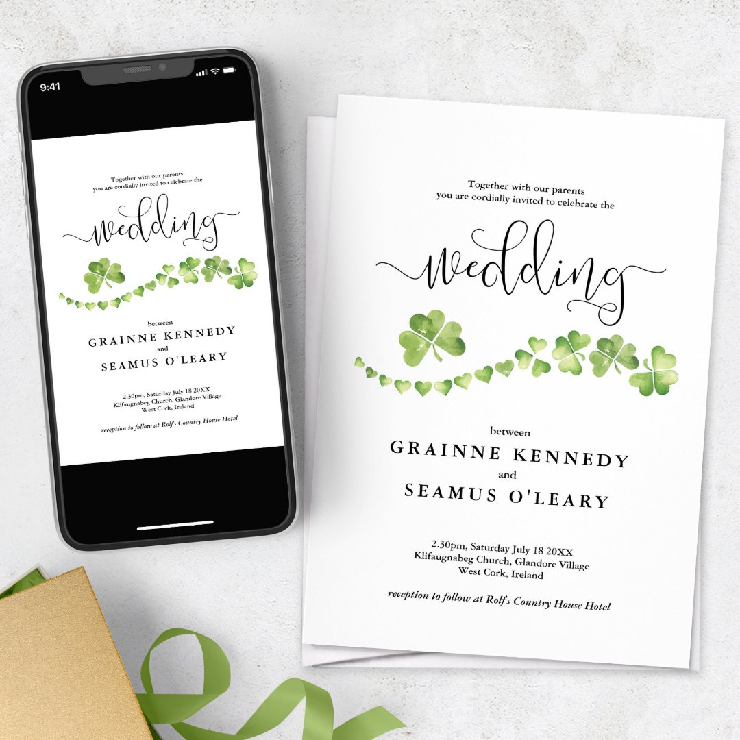 Elegant Irish Celtic Knot All In One Wedding Invitation | Zazzle