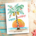 Island Holiday Tropical Beach Palm Christmas Card | Zazzle