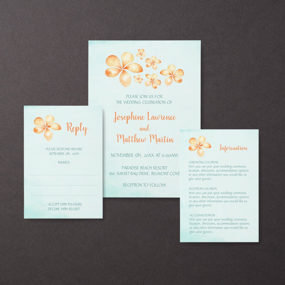 Island Plumeria Wedding Invitations | Zazzle