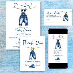 Oh boy blue jeans baby shower template | Zazzle