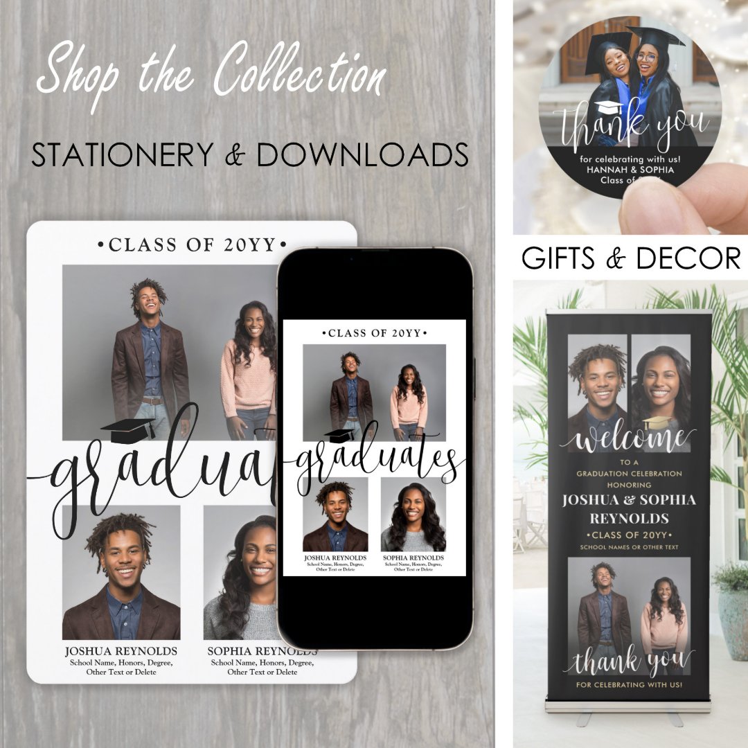 Triple Graduation 3 Graduates Photos Joint Party Invitation | Zazzle