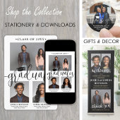 Double Graduation 2 Grads Black & Gold Joint Photo Announcement | Zazzle