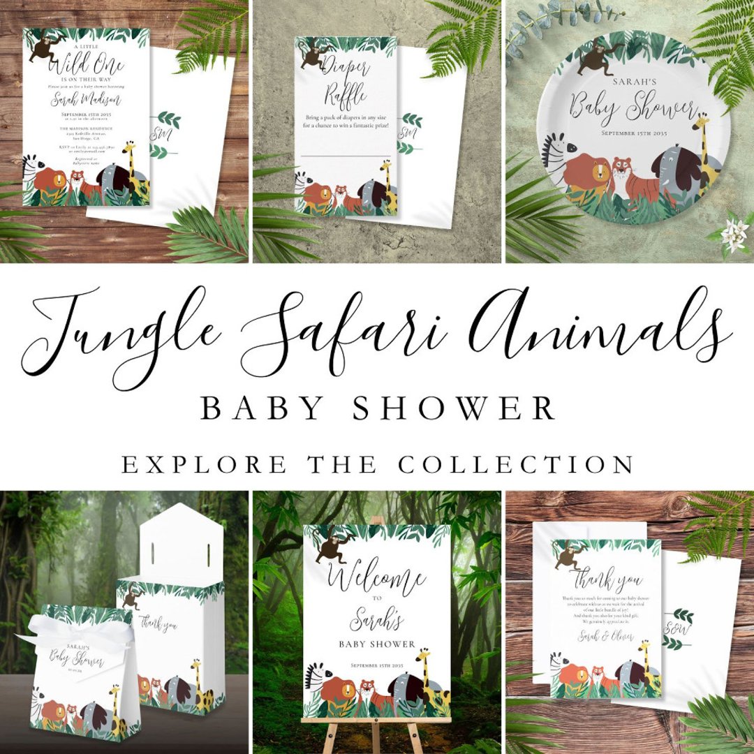 Jungle Safari Animals Baby Shower Welcome Sign | Zazzle