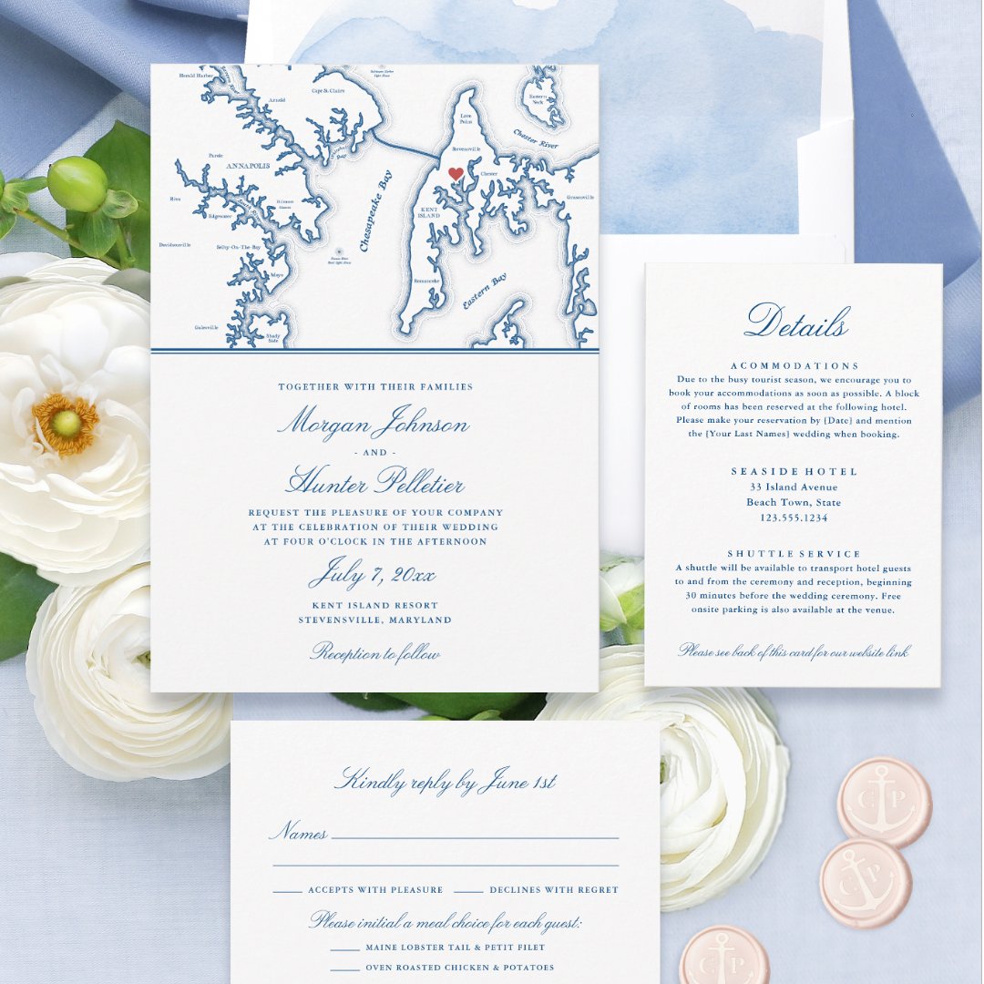 Kent Island Maryland Map Wedding Seating Chart Foam Board | Zazzle