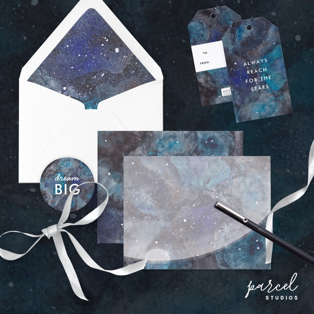 Space Galaxy in Blue Birthday Party Invitation | Zazzle