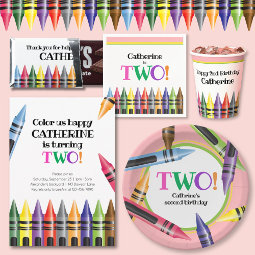 Crayon Turning Two Child's 2nd Birthday Invitation | Zazzle