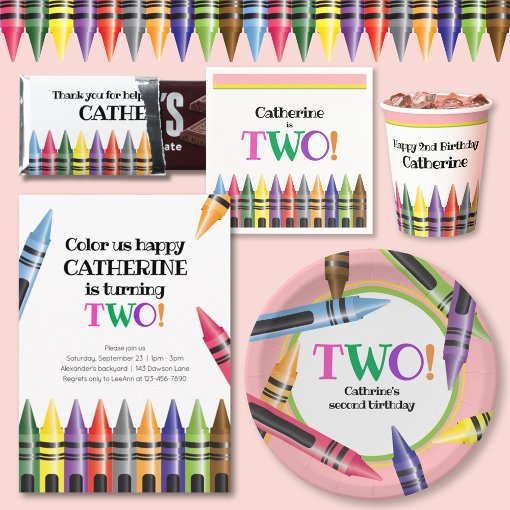 Crayon Turning Two Child's 2nd Birthday Invitation | Zazzle