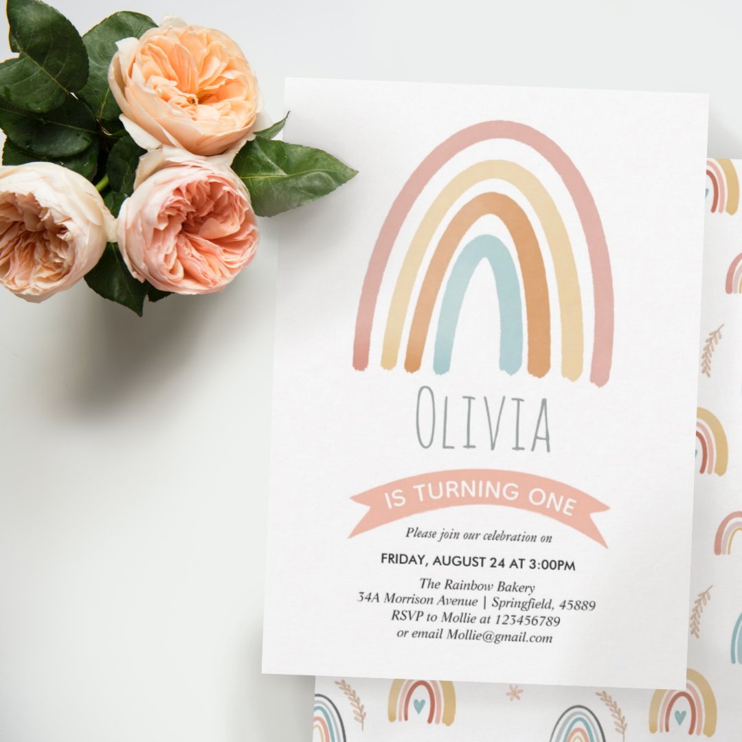 Girls Cute Watercolor Rainbow Growth Chart Inches | Zazzle