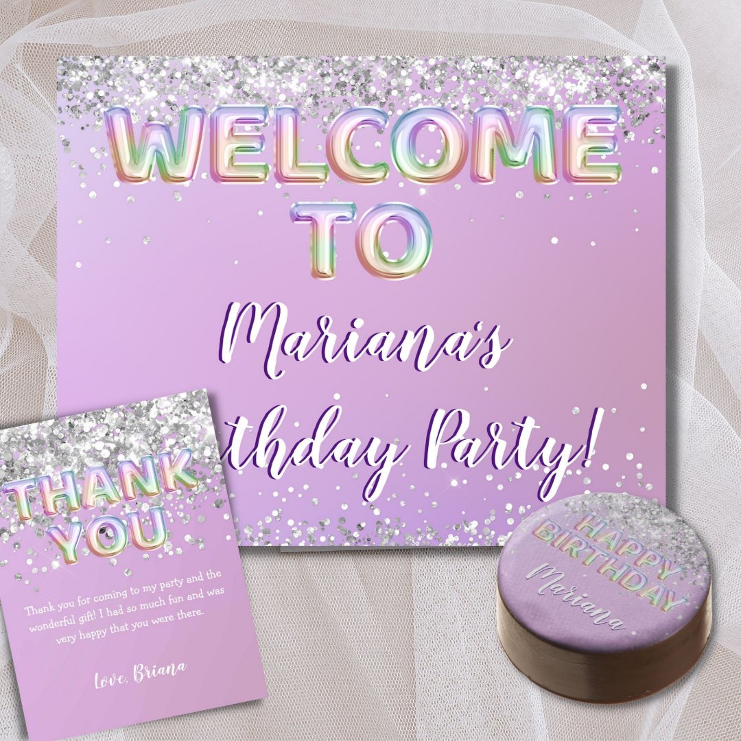 Rainbow Sparkle Glitter Girl 3rd Birthday Party Invitation | Zazzle