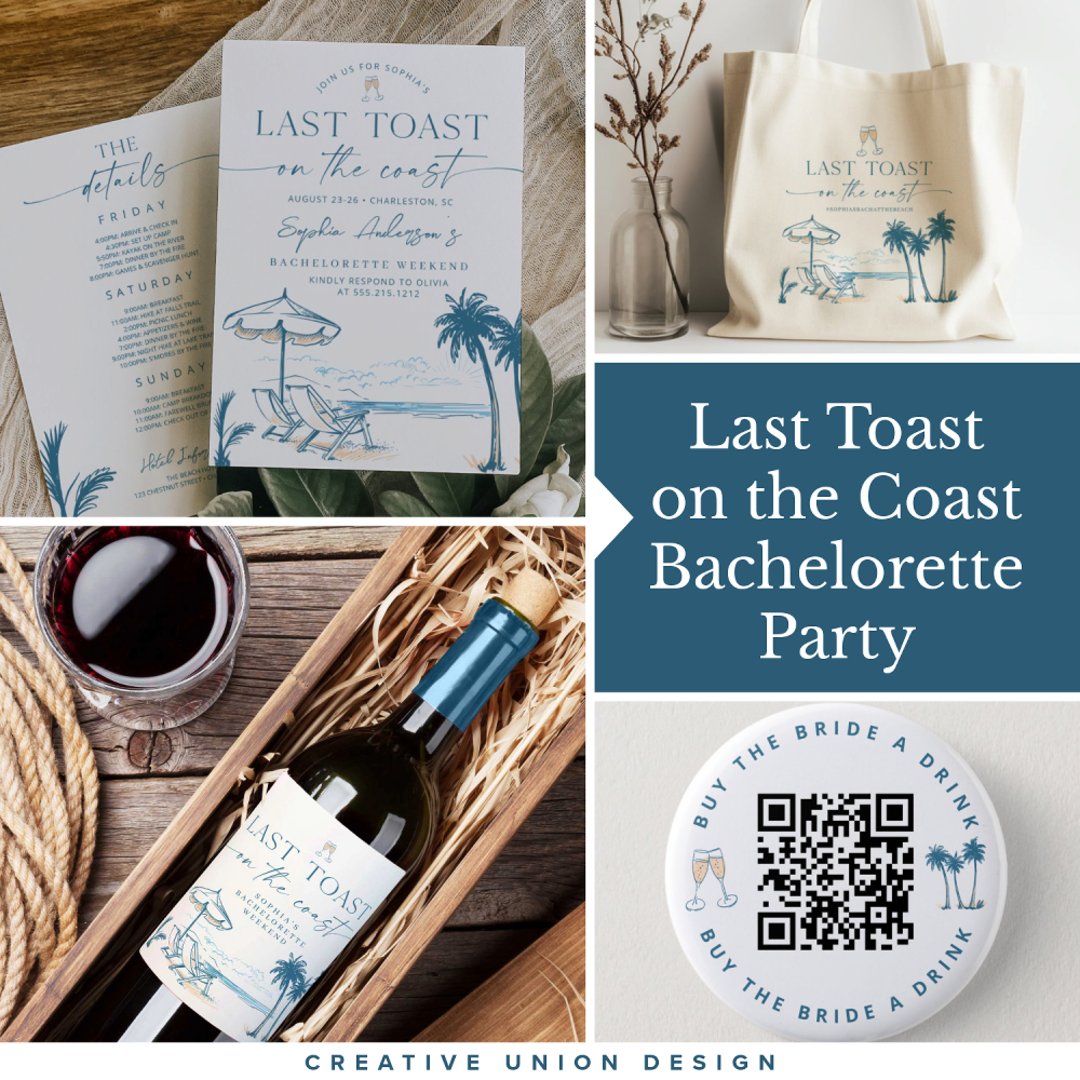 Last Toast on the Coast Bachelorette Party Invitation | Zazzle