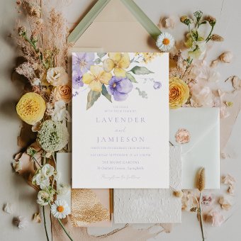 Lavender & Sunshine Floral Summer Wedding Invitation | Zazzle