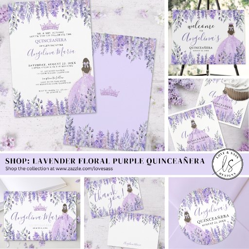 Watercolor Floral Purple Quinceanera Invitation | Zazzle