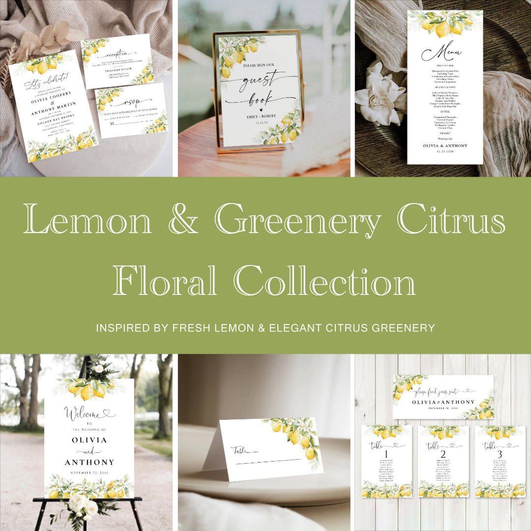 Lemon and Greenery Citrus Table Seating Chart | Zazzle