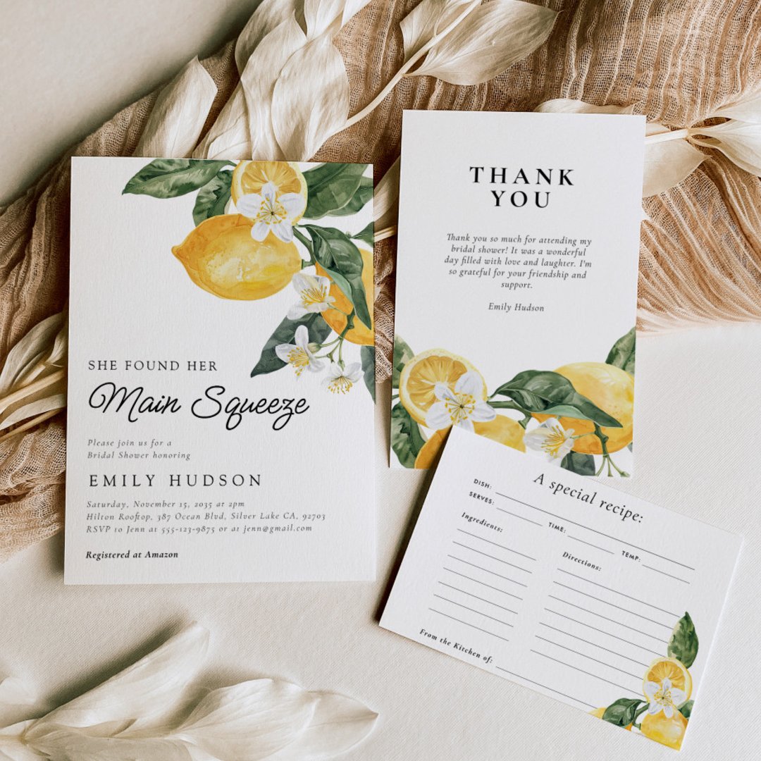 Lemon Citrus Main Squeeze Bridal Shower Gift Tags | Zazzle