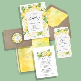 Citrus Lemon Tree Wedding Website Card | Zazzle