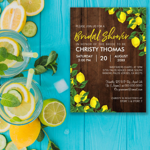 Lemon Rustic Wood Summer Wedding Invitation | Zazzle