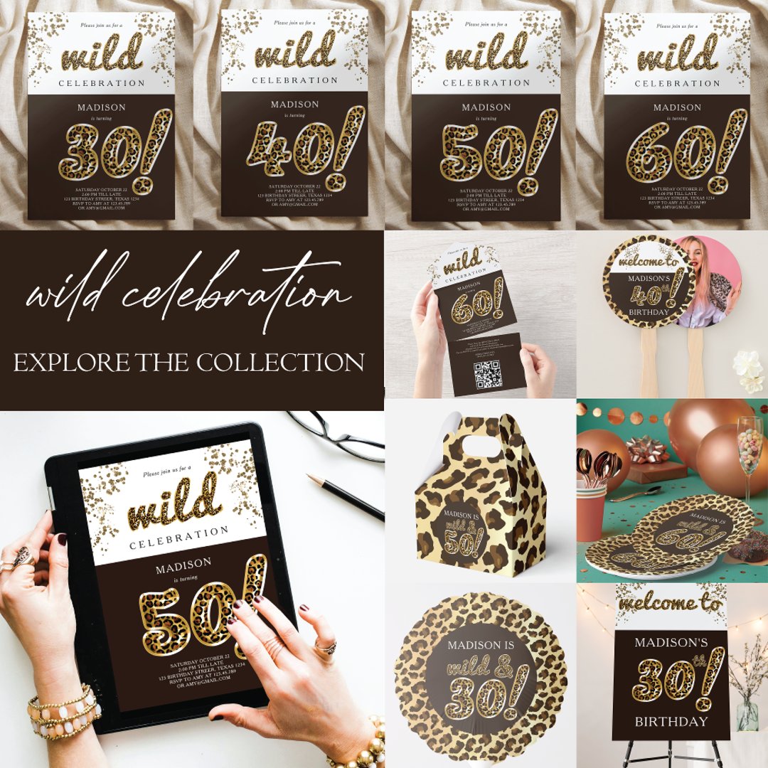 Leopard Balloon Script 40th Birthday Welcome Sign | Zazzle