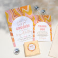 Let's Get Groovy Pink & Orange Arch Girl Birthday Invitation | Zazzle