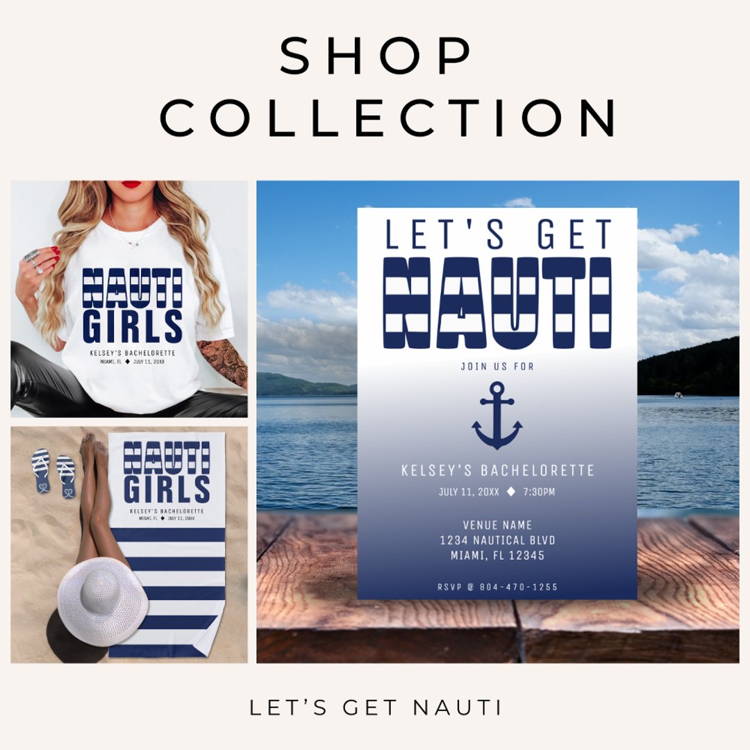 Let's Get Nauti Blue Bachelorette Party Boat Car Flag | Zazzle