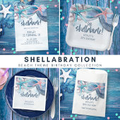 Shellabration | Beach Starfish Seashells Birthday Invitation | Zazzle